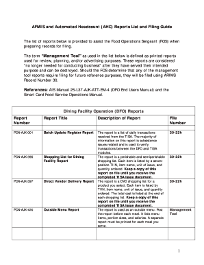 Fillable Online AFMIS and Automated Headcount (AHC) Reports List and ...