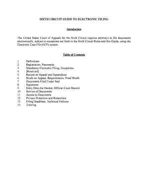 Fillable Online SIXTH CIRCUIT GUIDE TO ELECTRONIC FILING Fax Email ...