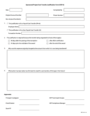 Fillable Online unr Sponsored Project Cost Transfer Justification Form ...