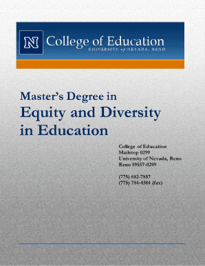Fillable Online unr Master s Degree in Equity and Diversity in ...