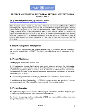 Fillable Online PROJECT MONITORING, REPORTING, REVISION AND EXTENSION ...