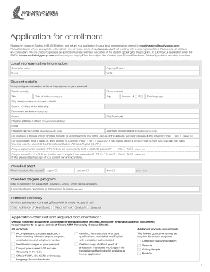 Fillable Online isc tamucc Please print clearly in English, in BLOCK letters, and return your ...