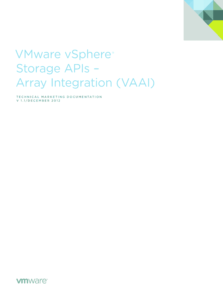 Fillable Online Vsphere Storage Apis Array Integration White Paper Read This Document About