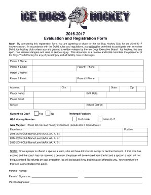 Fillable Online 2016-2017 Evaluation and Registration Form - Sport... Fax Email Print - pdfFiller