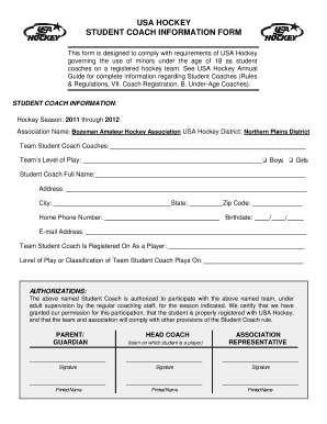 Fillable Online Student Coach Information Form - Sport Ngin Fax Email ...