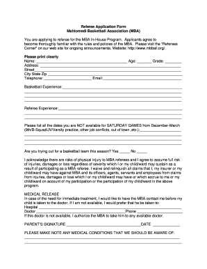 Fillable Online Referee Application Form - assets.ngin.com Fax Email ...