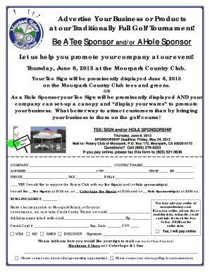 Fillable Online clubrunner 05 Tee & Hole Sponsor Form 2013 - clubrunner ...