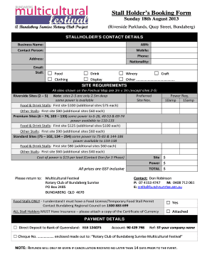 Fillable Online clubrunner STALLHOLDER S CONTACT DETAILS SITE ...