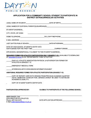 Fillable Online Community School Participation Form - Dayton Public ...