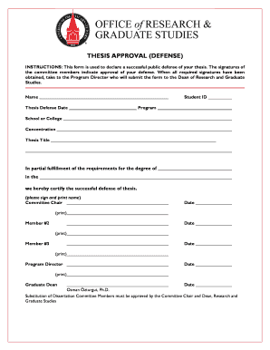 Fillable Online uiw Thesis Approval (Defense) form Fax Email Print - pdfFiller