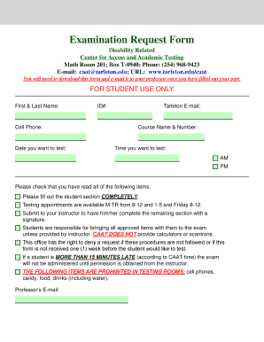 Fillable Online tarleton Disability Examination Request Form Fax Email Print - pdfFiller