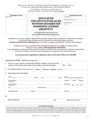 Fillable Online mn Application for for Certification as an Interior ... - Minnesota.gov Fax ...