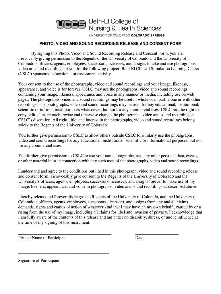 Fillable Online uccs Simulation Lab Consent Form.pdf - University of ...