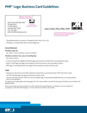 Fillable Online PMP Logo: Business Card Guidelines Fax Email Print ...