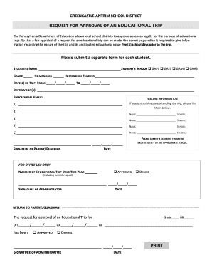 Fillable Online Educational Trip Request Form - Quakertown Community ...