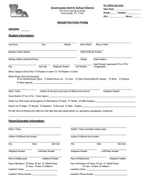 Fillable Online REGISTRATION FORM GRADE: Fax Email Print - pdfFiller