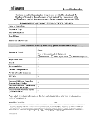 Fillable Online toronto Travel Declaration - Toronto - toronto Fax ...