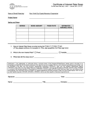 Fillable Online Certificate of Interest Rate Swap. NYCCRC Certificate of Interst Rate Swap Fax ...