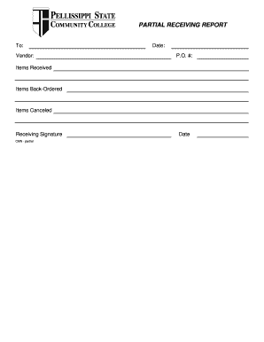 Fillable Online pstcc PARTIAL RECEIVING REPORT Fax Email Print - pdfFiller