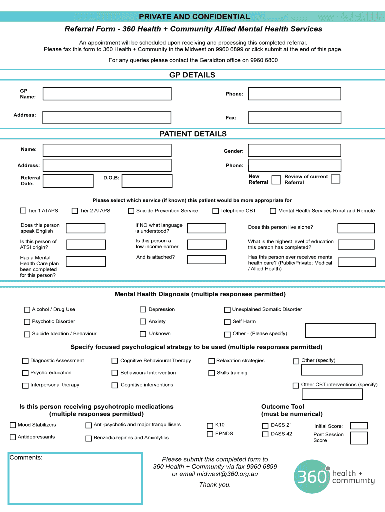Fillable Online org360 blob core windows Private and Confidential Referral Form - 360 Health ...