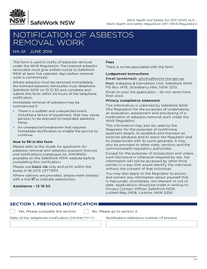 Fillable Online notification of asbestos removal work - SafeWork NSW ...