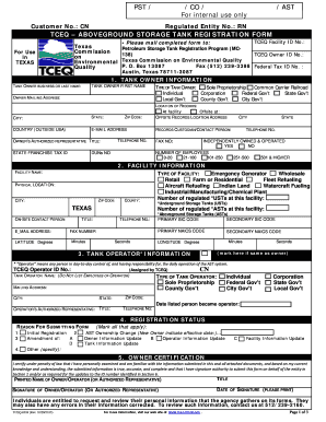 Fillable Online tceq Aboveground Storage Tank Registration Form - TCEQ ...