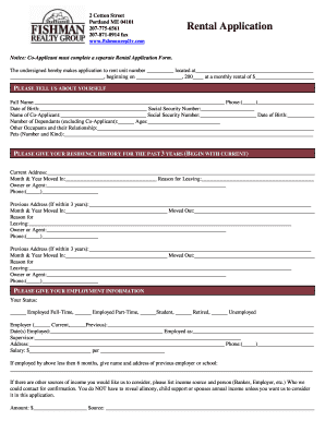 Fillable Online Rental Application - Baxter Place Fax Email Print ...