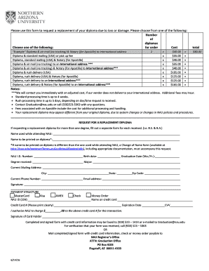 Fillable Online nau Please use this form to request a replacement of ...