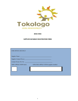 Fillable Online tokologo gov 2015/ 2016 SUPPLIER DATABASE REGISTRATION FORM - tokologo gov Fax ...