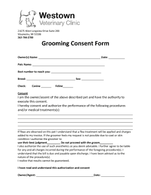 Fillable Online Grooming Consent Form Fax Email Print - pdfFiller