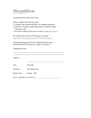 Fillable Online mta Letterhead & Envelope Order Form Fax Email Print ...