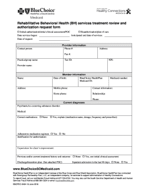 Fillable Online (BH) services treatment review and authorization ...