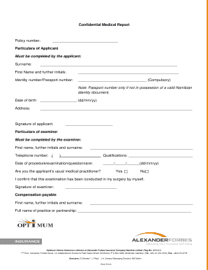 Fillable Online alexander forbes confidential medical report forms Fax ...