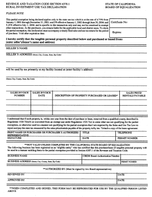 Fillable Online law resource RURAL INVESTMENT USE TAX DECLARATION - law ...