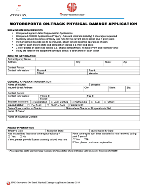 Fillable Online SIG On-Track Physical Damage Application.docx Fax Email ...