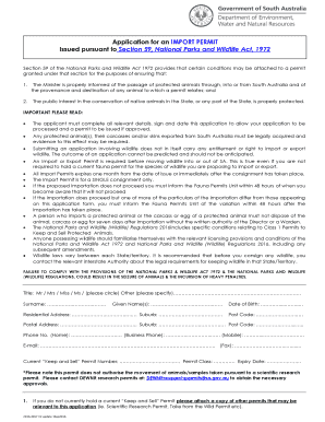 Fillable Online Application for an Import Permit - PDF - Department of ...