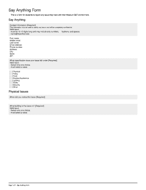 Fillable Online Say Anything Form. Student Council Form Fax Email Print ...