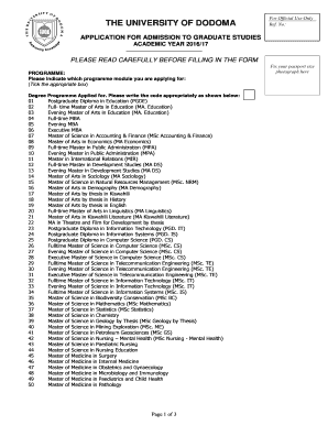 Fillable Online gs application form - The University Of Dodoma Fax ...