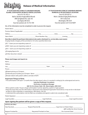 Fillable Online Release of Medical Information - Suburban Imaging Fax ...