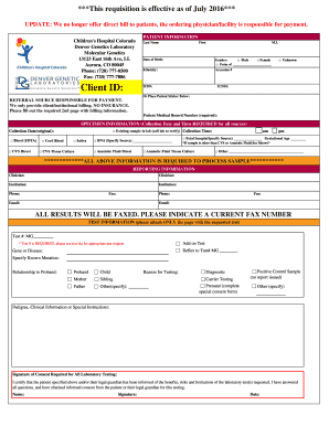 Fillable Online childrenscolorado MGL Requisition form - Children's ...