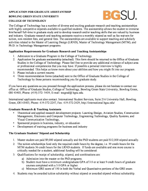 Fillable Online bgsu Application for Graduate Assistantship - Bowling ...