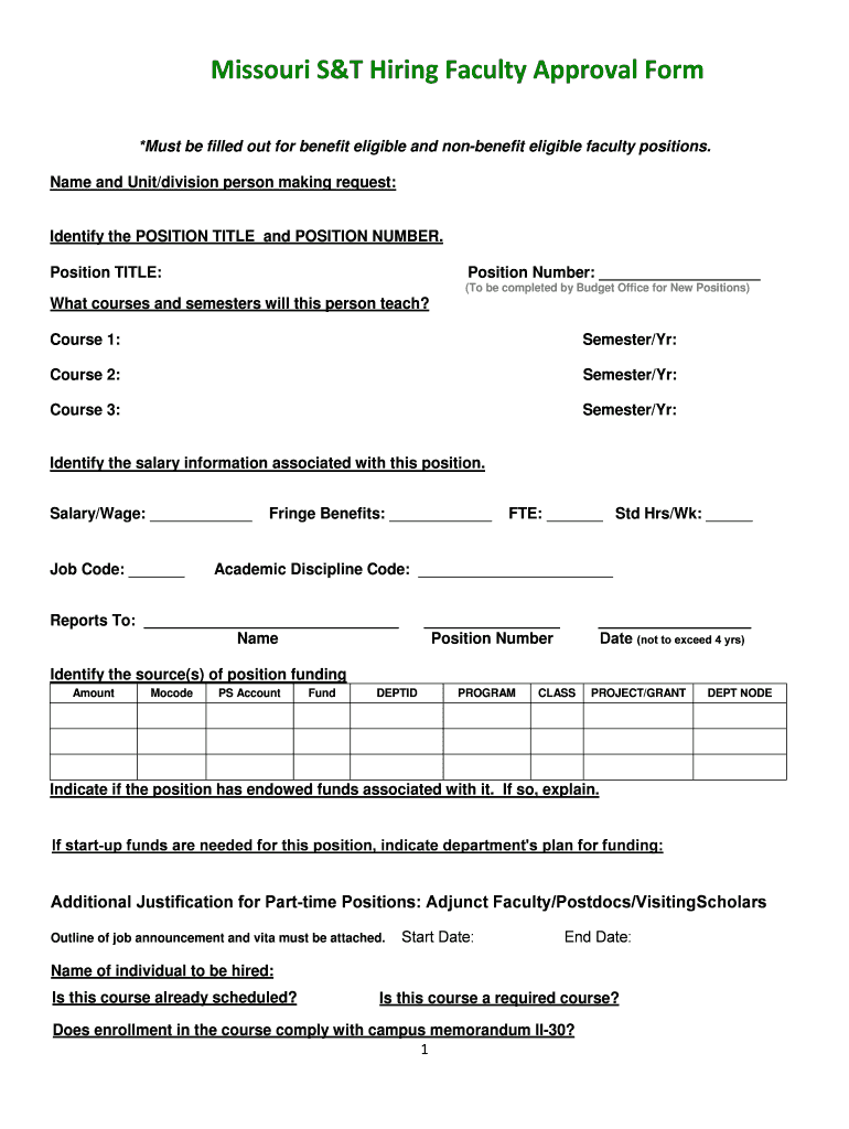 Fillable Online mse mst Departmental Forms - Missouri S&T - Fax Email ...