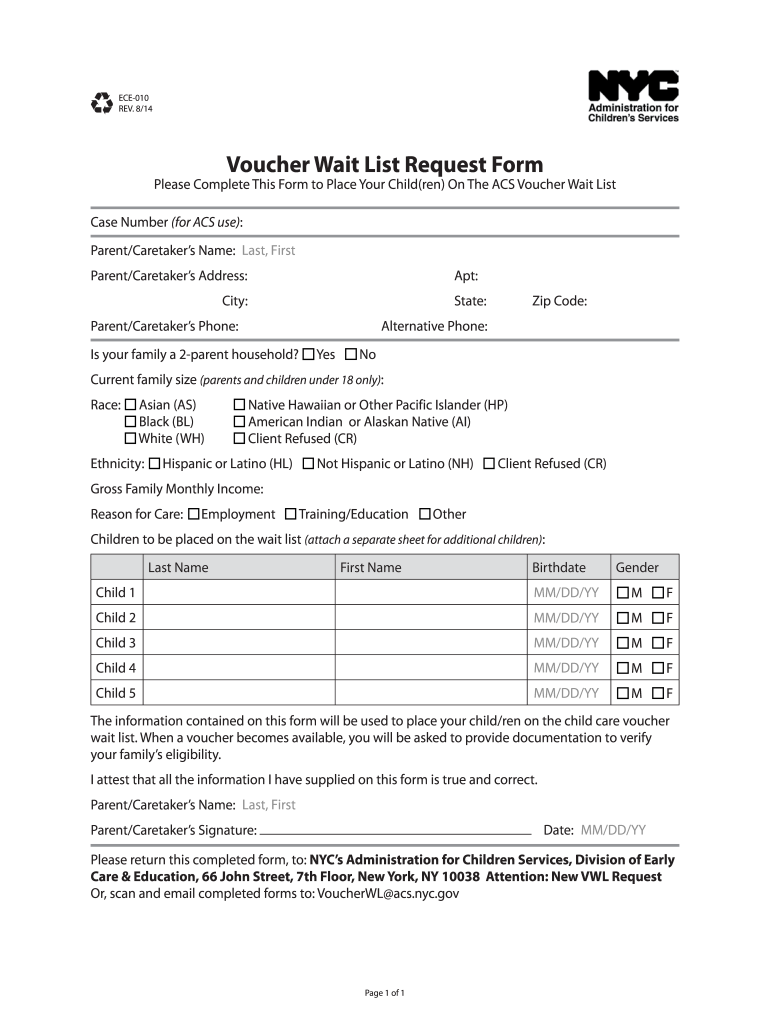 Acs Voucher Waiting List Fill Online Printable Fillable Blank