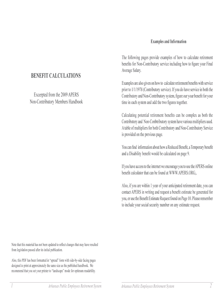 Fillable Online apers benefit calculations - Arkansas Public Employees ...