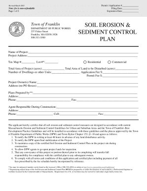 Fillable Online franklin ma soil erosion & sediment control plan ...
