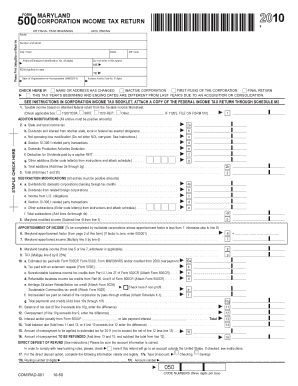 Fillable Online 500maryland corporation income tax return 050 ...