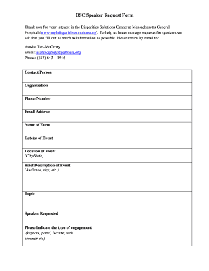 Fillable Online DSC Speaker Request Form Fax Email Print - pdfFiller