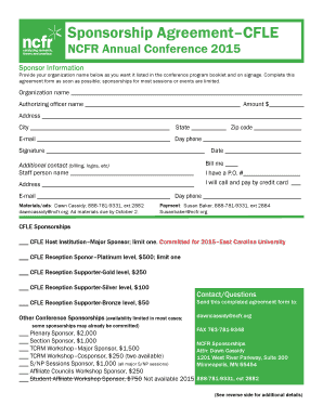 Fillable Online ncfr Sponsorship Agreement CFLE Fax Email Print - pdfFiller