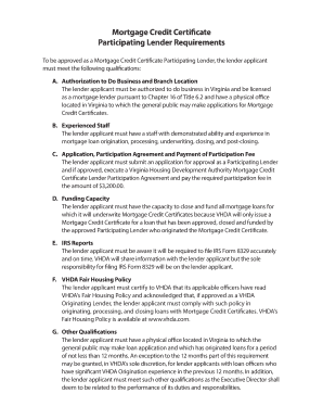 Fillable Online Participating Lender Requirements Fax Email Print ...
