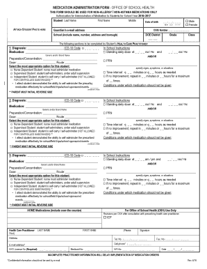 Fillable Online schools nyc MEDICATION ADMINISTRATION FORM - OFFICE OF ...